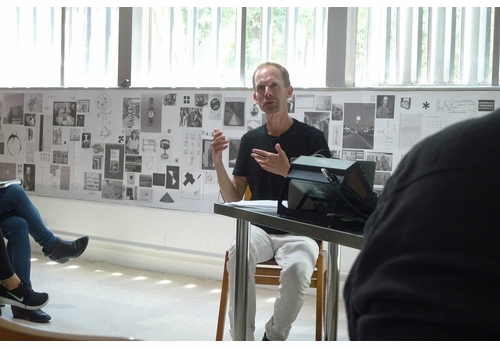 David Reinfurt speaking on "A *New* Program for Graphic Design" at SVA
