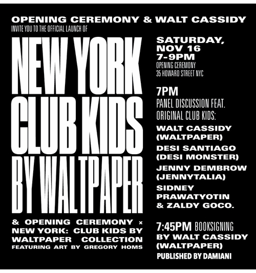 Walt Cassidy to launch 'New York: Club Kids' at Opening Ceremony