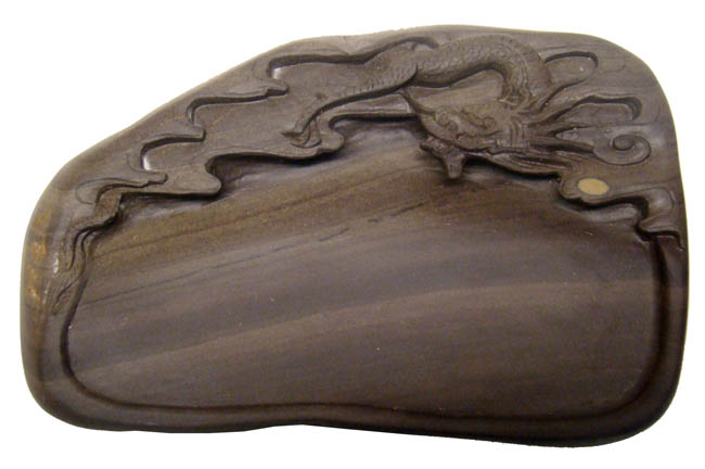 Carved Chinese Duan Ink Stone in Silk Box - Dragon, Chinese Art Store ...