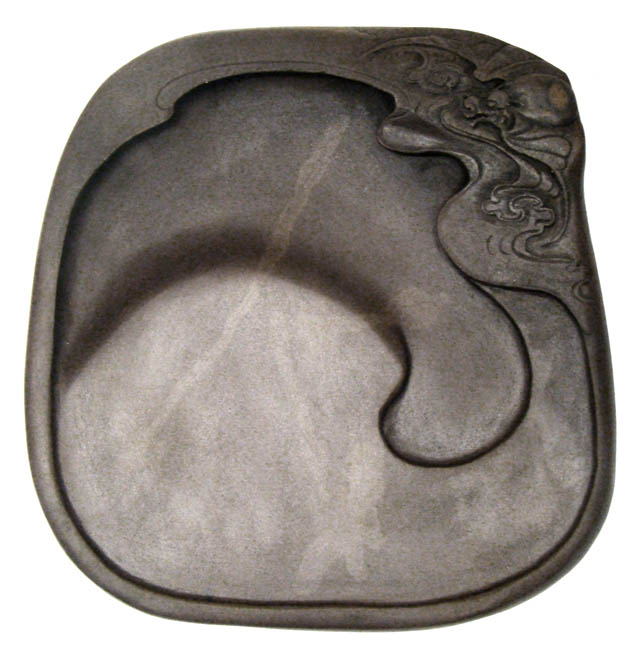 Carved Chinese Duan Ink Stone in Silk Box - Good Fortune, Chinese ...