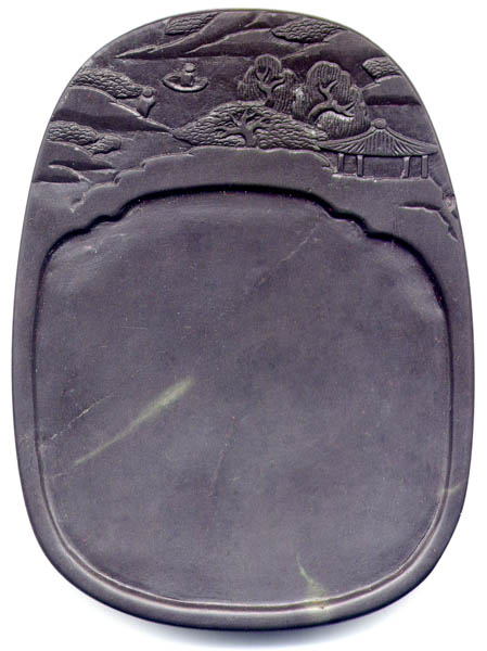Carved Chinese Duan Ink Stone in Silk Box - Landscape, Premium Chinese ...