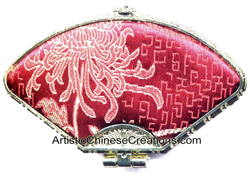 Chinese Brocade Compact Mirror - Flowers, Chinese Gifts For Women