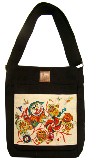 Chinese Canvas Bag - Chinese Folk Art / Lions, Chinese Tote Bags ...