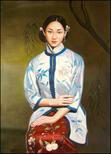 Chinese Oil Painting - Maiden, Traditional Chinese Art, Asian Art Store