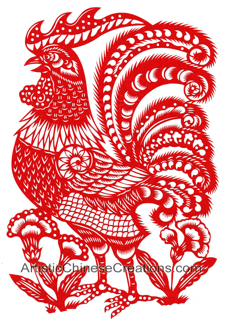 Chinese Paper Cuts - Chinese Zodiac Symbols / Rooster, Chinese Crafts ...