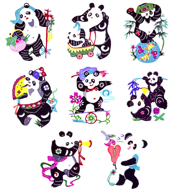 Chinese Paper Cuts - Panda #315, Chinese Panda Paper Cuts, Panda Art