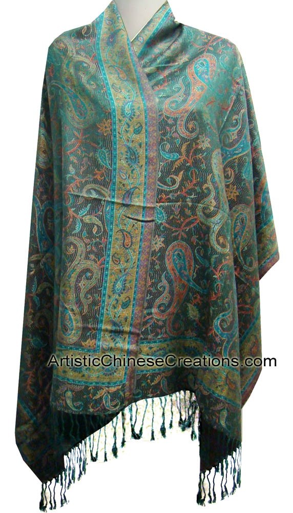Chinese Shawl - Flowers, Chinese Apparel, Oriental Apparel, Asian Apparel