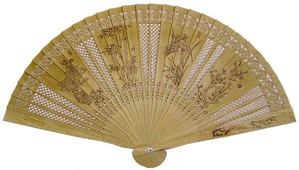 Chinese Sandalwood Fan - Four Flowers, Chinese Landscape Fans ...