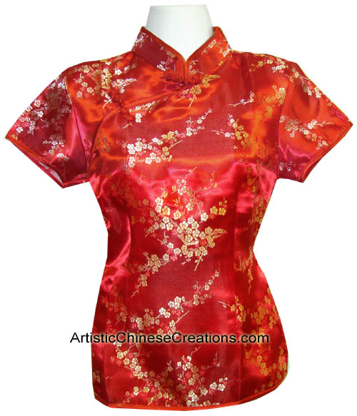 Chinese Silk Blouse - Plum Blossom, Chinese Dragon Blouses, Silk Blouses