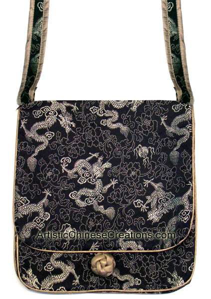 Chinese Silk Handbag - Chinese Dragon Symbols, Asian Apparel, Oriental ...