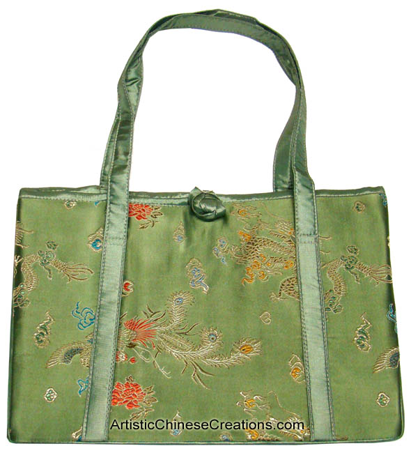 Chinese Silk Handbag - Dragon & Phoenix, Asian Silk Purses, Oriental Bags