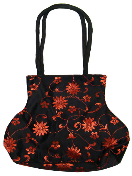 Chinese Silk Handbag - Flowers, Chinese Silk Purse, Oriental Silk ...