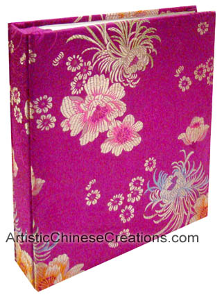 Chinese Silk Photo Album - Flowers #4, Brocade Photo Albums, Silk Photo ...
