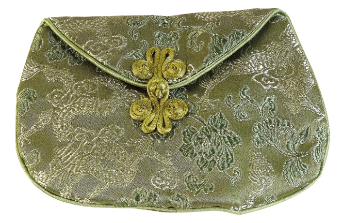 Chinese Silk Dragon Purse - Sage, Oriental Purses, Asian Bags