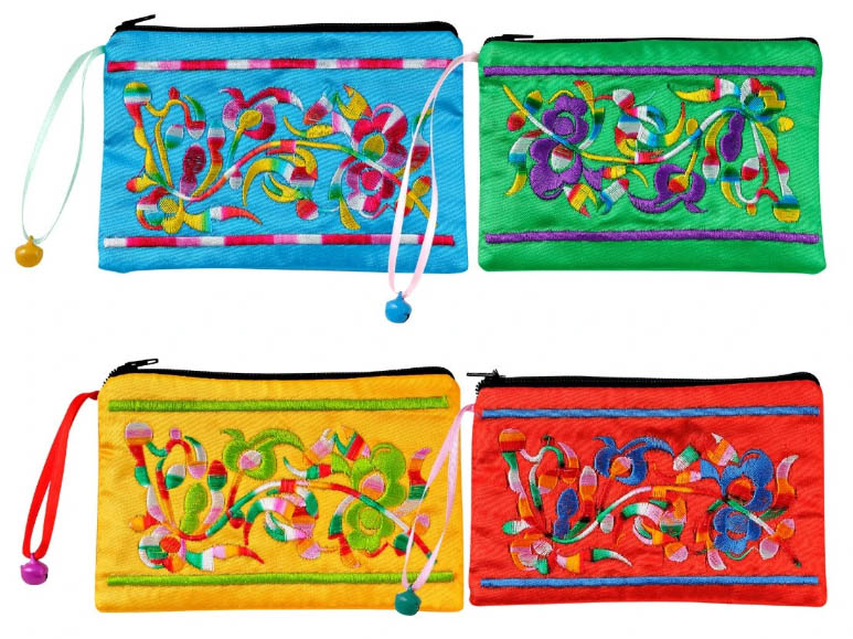 Chinese Silk Purse - Embroidered Flowers Chinese Silk Gifts, Chinese ...