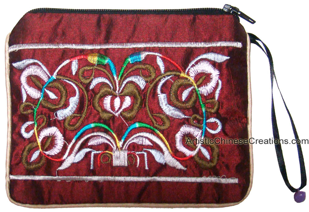 Chinese Silk Purse - Embroidered Flowers, Oriental Purses For Women ...
