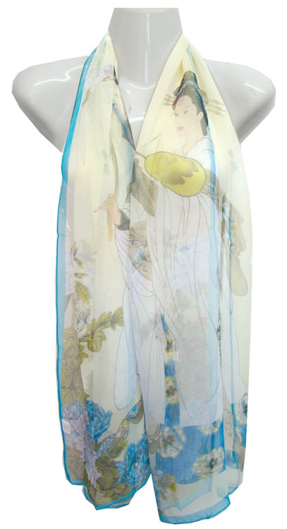 Chinese Silk Scarf - Chinese Princess, Asian Scarves, Oriental Apparel