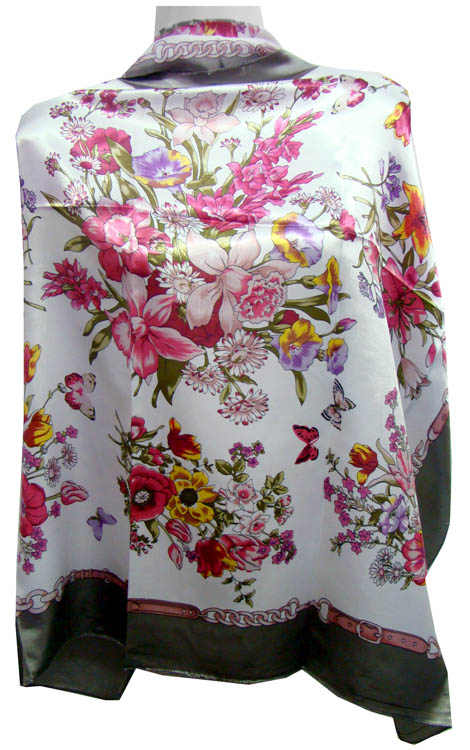 Chinese Silk Scarf - Flowers, Chinese Clothing, Womens Scarves