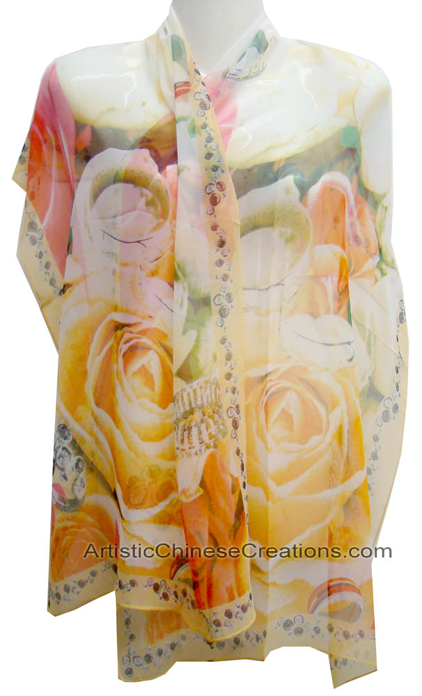Chinese Silk Scarf - Flowers, Chinese Scarves