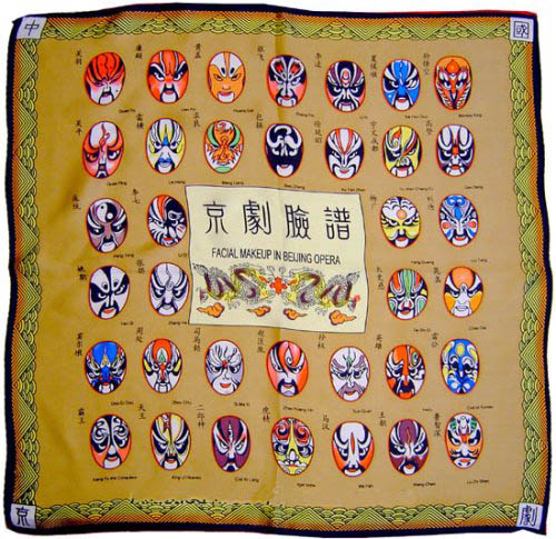 Chinese Silk Scarf - Opera #27, Silk Scarves, Unique Silk Scarf