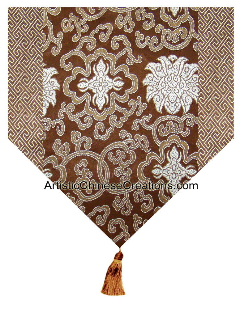 Chinese Silk Table Runner - Wealth Flowers, Dragon Table Runners ...