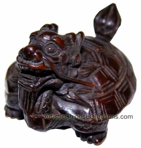 Chinese Wood Carving / Chinese Feng Shui Products - Dragon Head Turtle ...