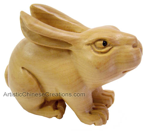 Chinese Wood Carving / Zodiac Symbol - Rabbit, Oriental Wood Carving ...