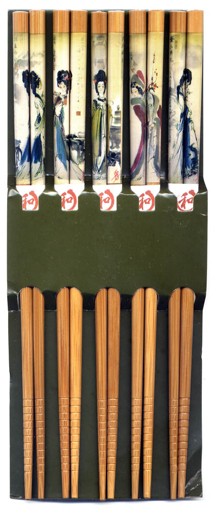 Chinese Wood Chopsticks - Chinese Beauties (5 Pairs), Chinese Chopstick ...