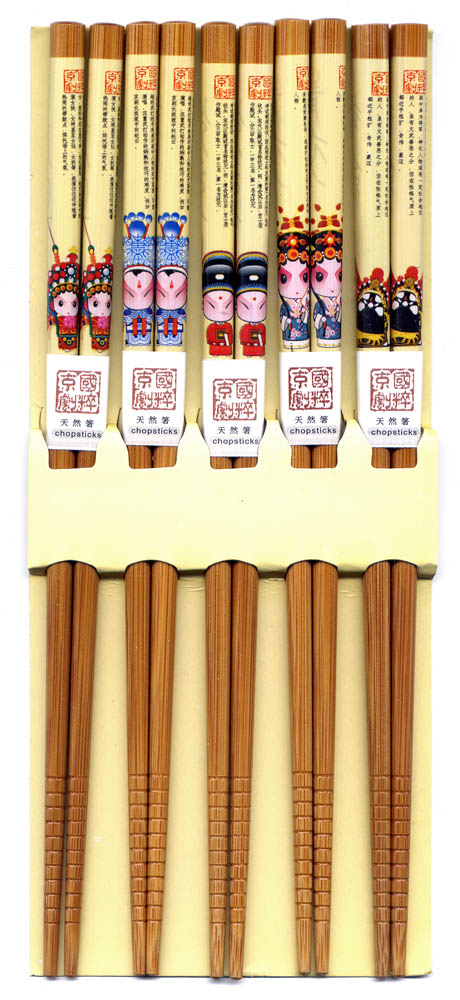 Chinese Wood Chopsticks - Chinese Opera (5 Pairs), Traditional Asian ...