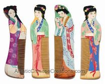 Chinese Wood Combs, Asian Wooden Combs, Hand Painted Oriental Combs
