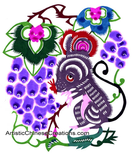 Chinese Zodiac Paper Cuts - Rat, Chinese PaperCuts, Chinese Products