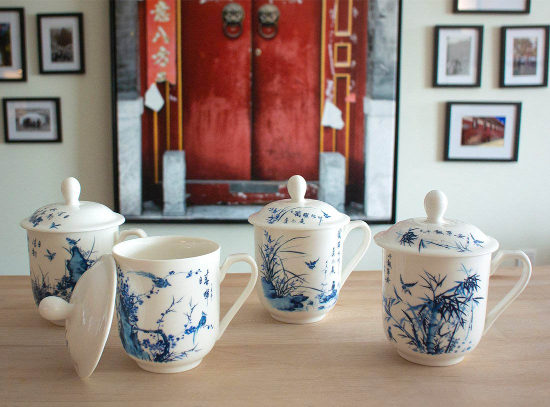 Four Season Bone China Mug Set, Premium Chinese Porcelain Tea Cup (with ...