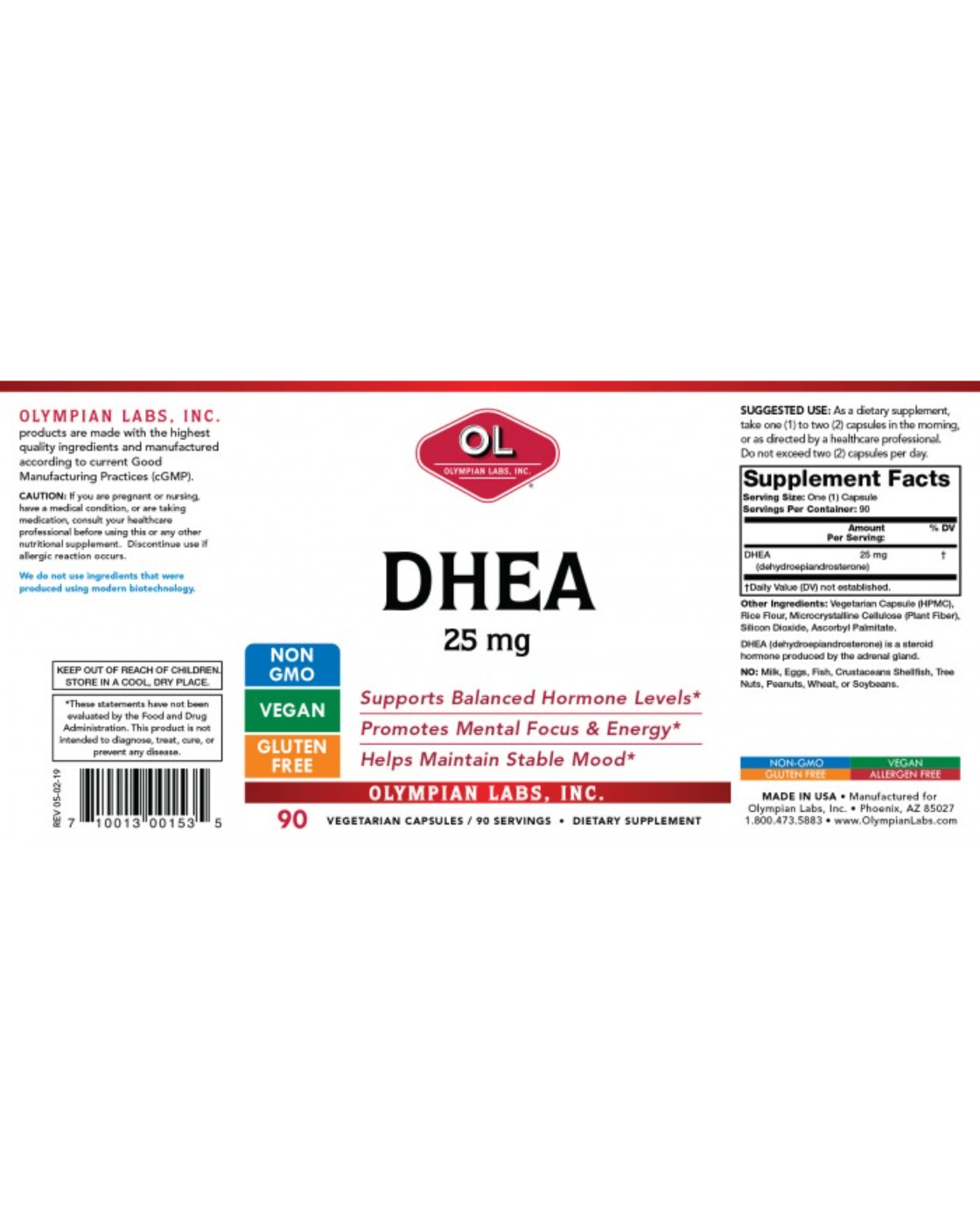 DHEA 25 MgG 90 C by Olympia Labs | Austin Medical