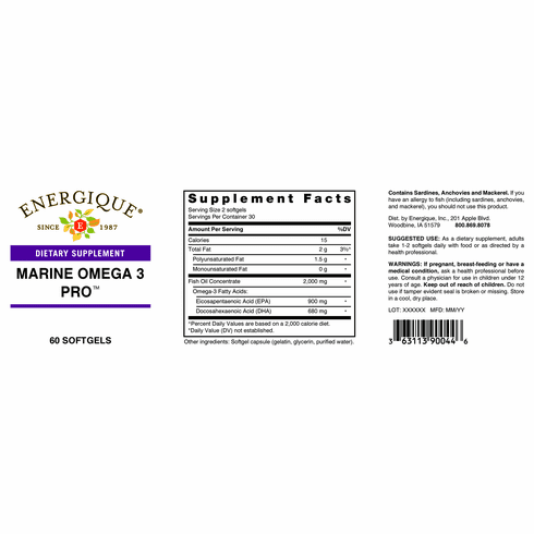 Marine Omega 3 PRO 60 Sg By Energique - PKG. 2 | Austin Medical