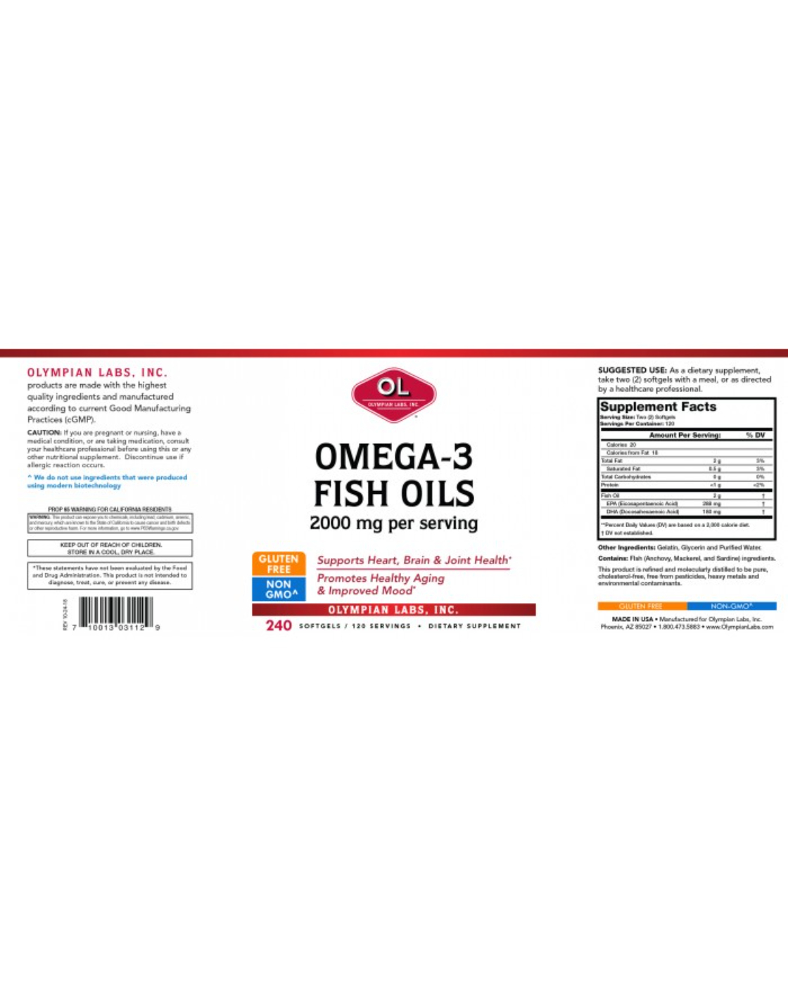 Omega 3 Fish Oils 2 G (120 Servings) by Olympia Labs | Austin Medical