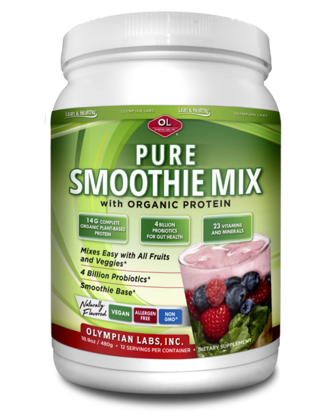 Pure Smoothie Mix With Organic Protein 18.9 oz by Olympia Labs | Austin ...