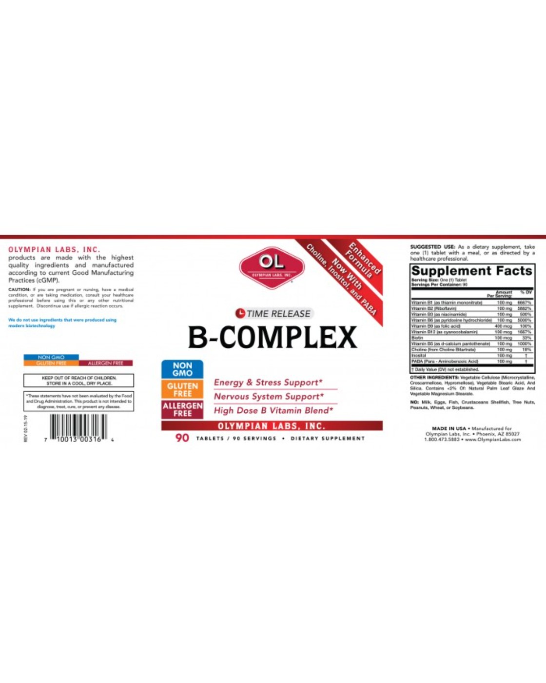 Vitamin B100 90 T by Olypmia Labs | Austin Medical