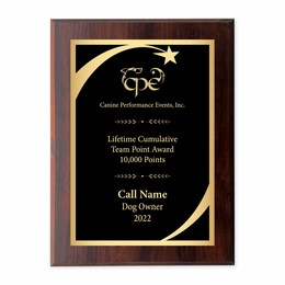 Canine Performance Events - 10,000 Point Level Plaque