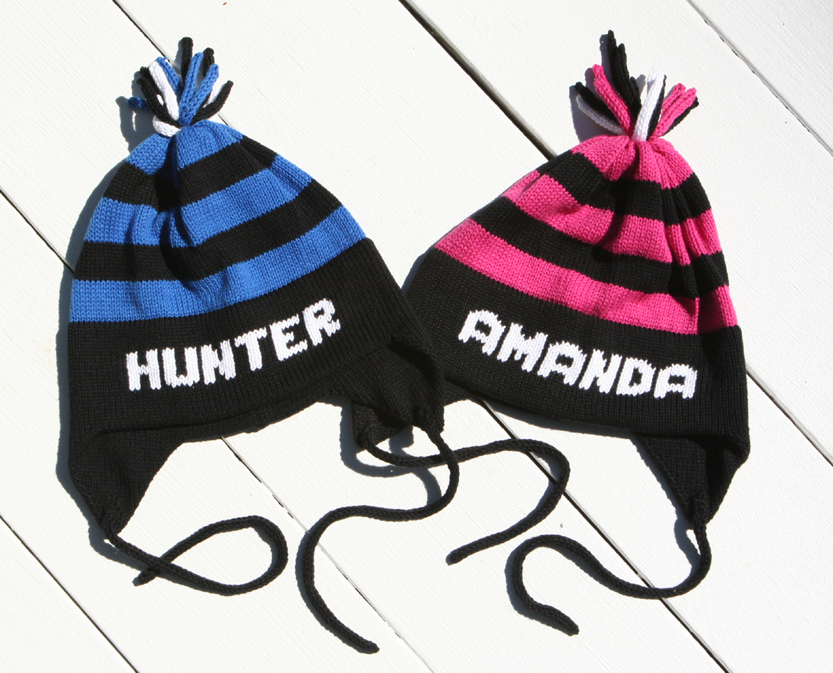 midnight black stripe ear flap hat featured at babybox.com