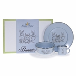 blue bunny dish set (plate, mug, & bowl) by golden rabbit