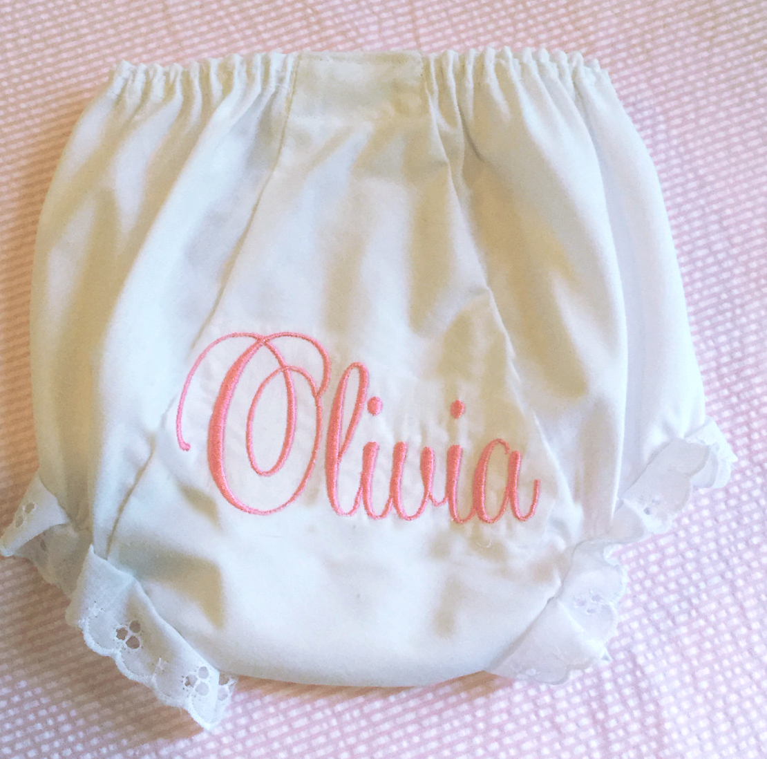 embroidered name monogrammed bloomers diaper cover panty featured at ...