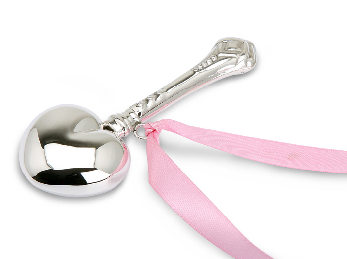 heart sterling silver baby rattle