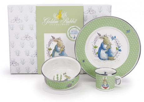 peter rabbit keepsake dish set (bowl, plate, mug) featured at babybox.com