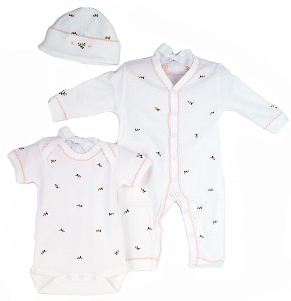rosebuds embroidered layette set by gordonsbury featured at babybox.com