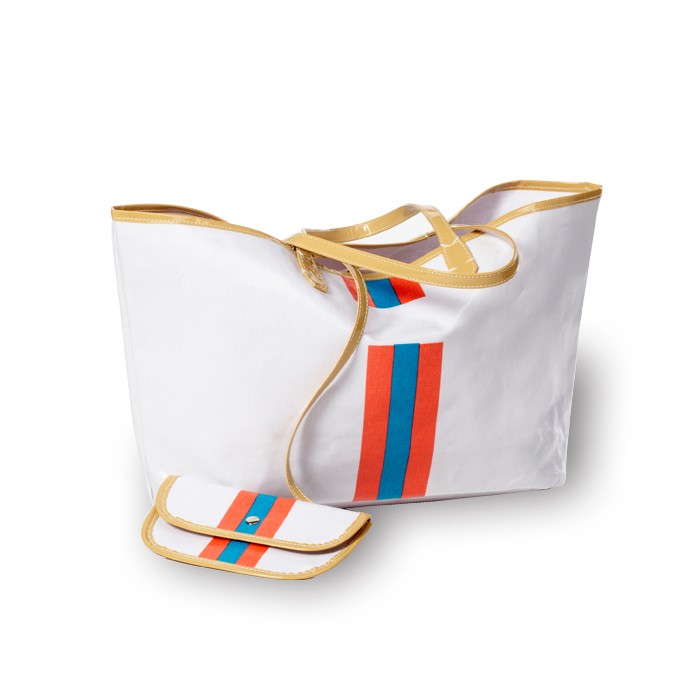 wellie market tote racing stripe featured at babybox.com