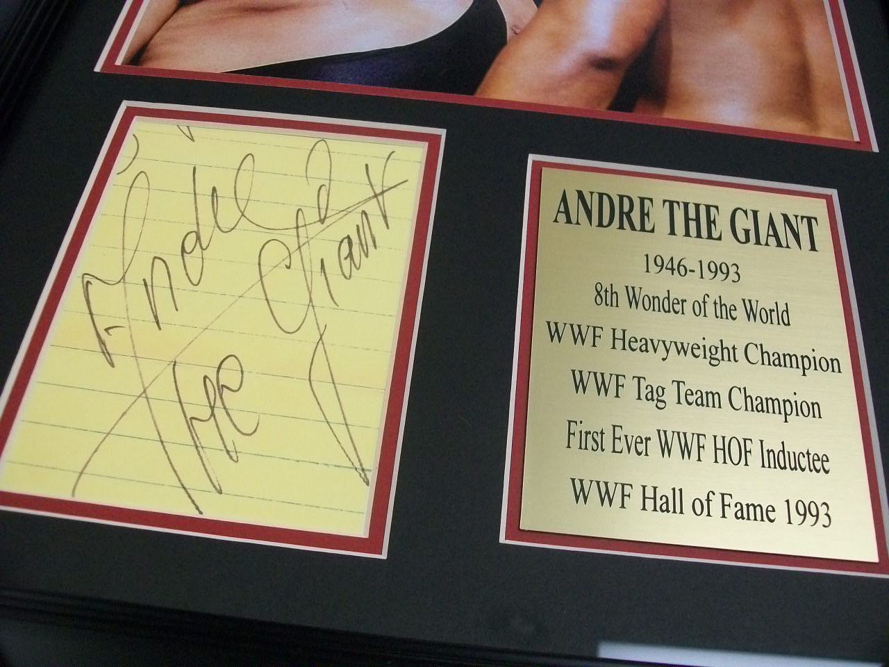 WWF Andre The Giant Autographed Reprint 8x10 Photo Vs. Hulk Hogan Framed