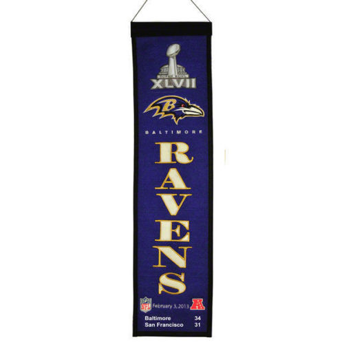 Baltimore Ravens Winning Streak Super Bowl XLVII Logo Wool Banner 8x32