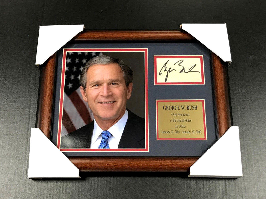 GEORGE W. BUSH Autographed Facsimile Reprint Framed 8x10 Photo 43RD ...