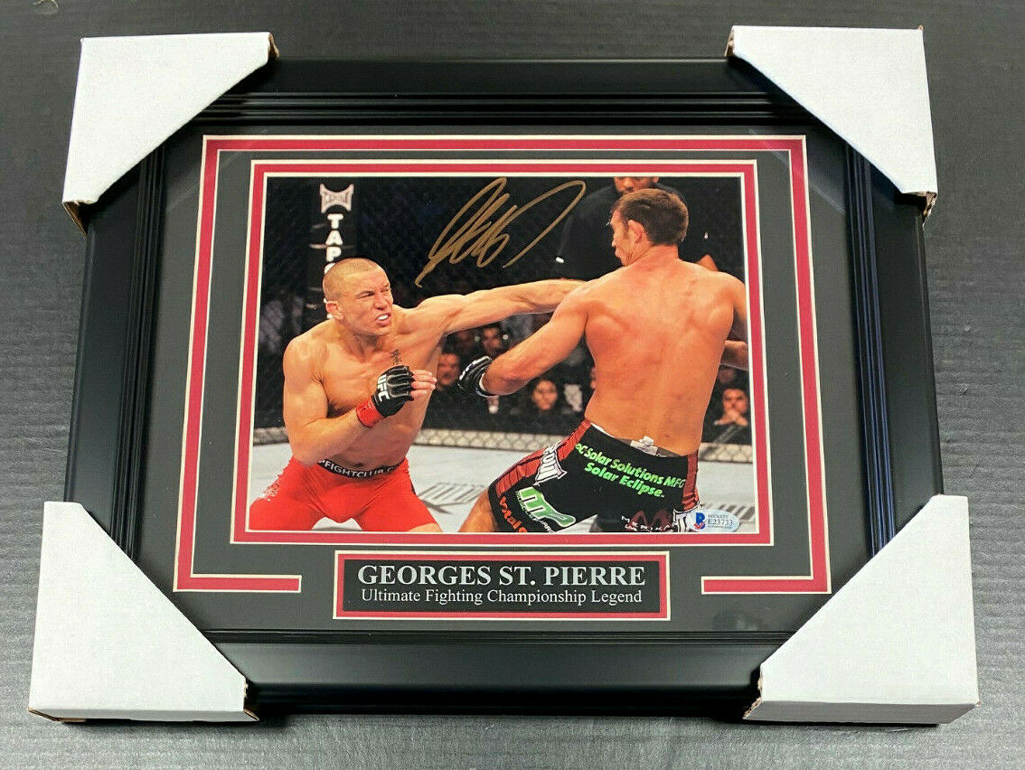 GEORGES ST. PIERRE A4 GSP SIGNED AUTOGRAPHED 8X10 PHOTO FRAMED BAS COA