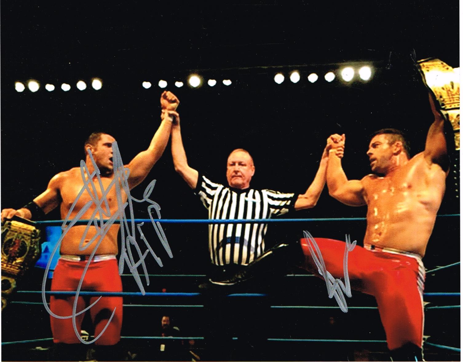 TNA DAVEY RICHARDS EDDIE EDWARDS THE WOLVES AUTOGRAPHED 8X10 PHOTO ...